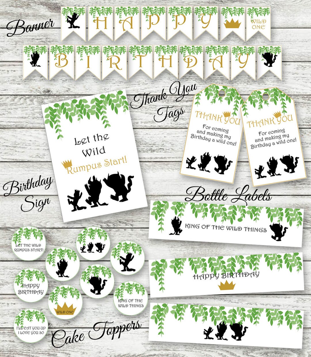 Where the Wild Things Are Party Decoration Pack Kit, Happy Birthday ...