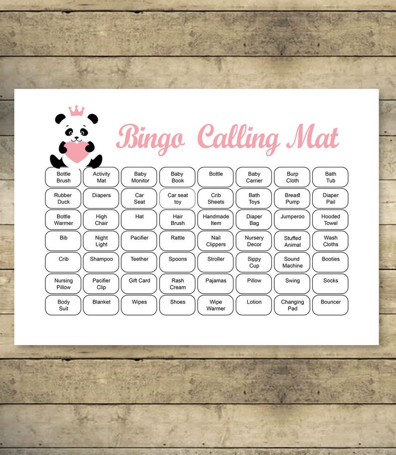 Black and White Panda Baby Shower Bingo Cards-pink Baby Shower Bingo ...