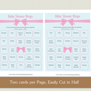 Pink Ribbon Baby Shower Bingo Cards - Baby Shower Bingo Game - 40 ...