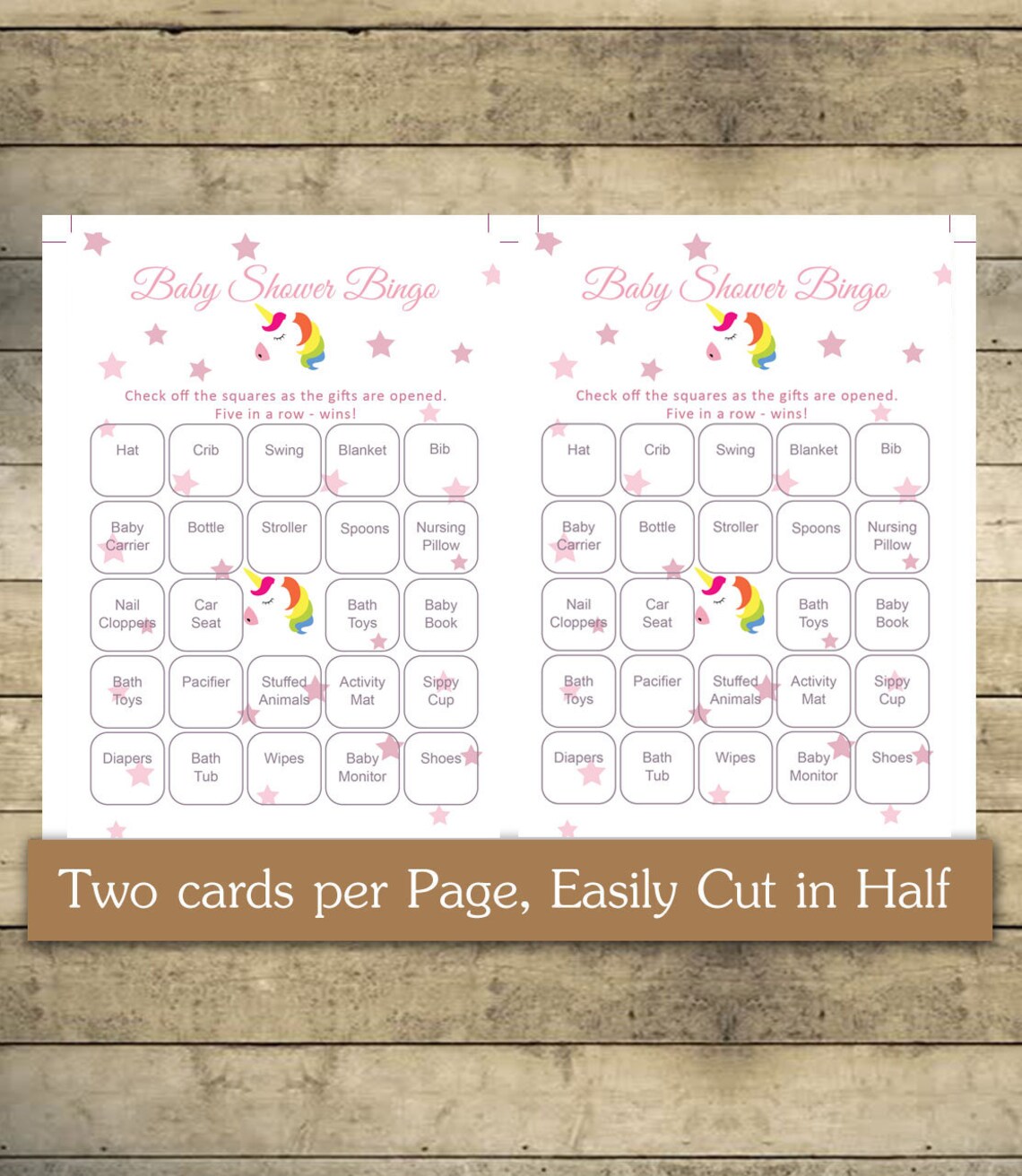 Unicorn Baby Shower Bingo Cards - Unicorn Baby Shower Bingo Game - 40 ...