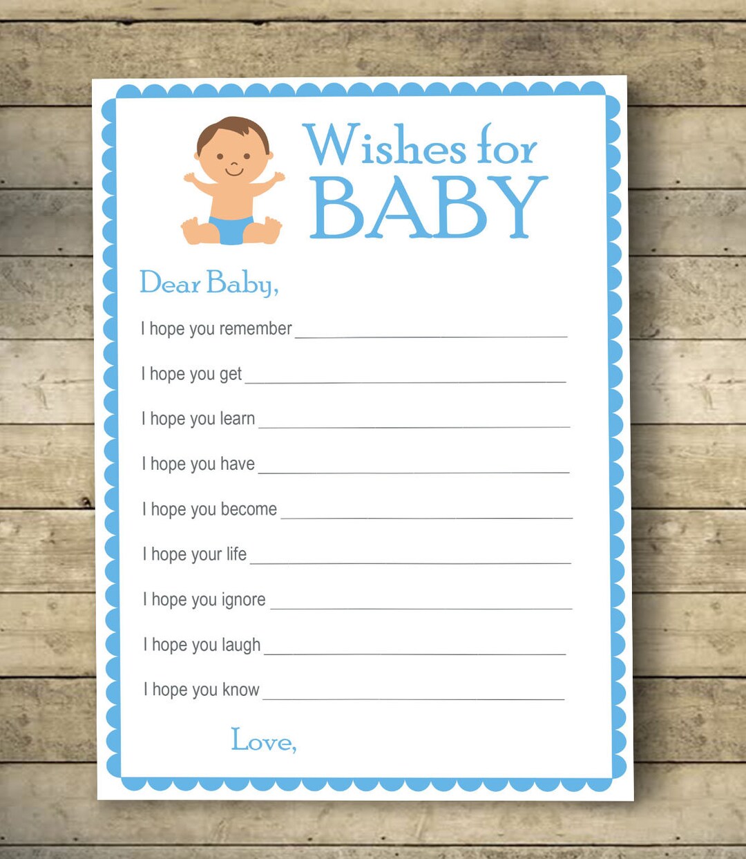 Wishes for Baby Cards, Baby Shower Games, Baby Shower Printable Game ...