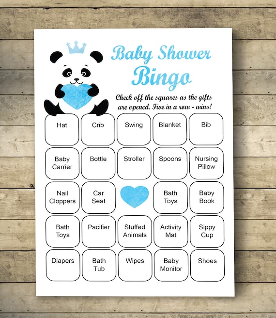 Black and White Panda Baby Shower Bingo Cards-blue Baby Shower | Etsy