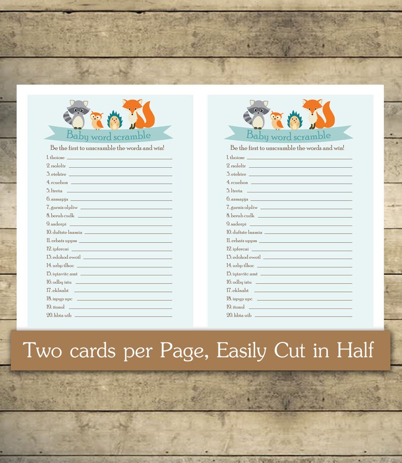 Woodland Baby Word Scramble Baby Shower Games Baby Shower - Etsy