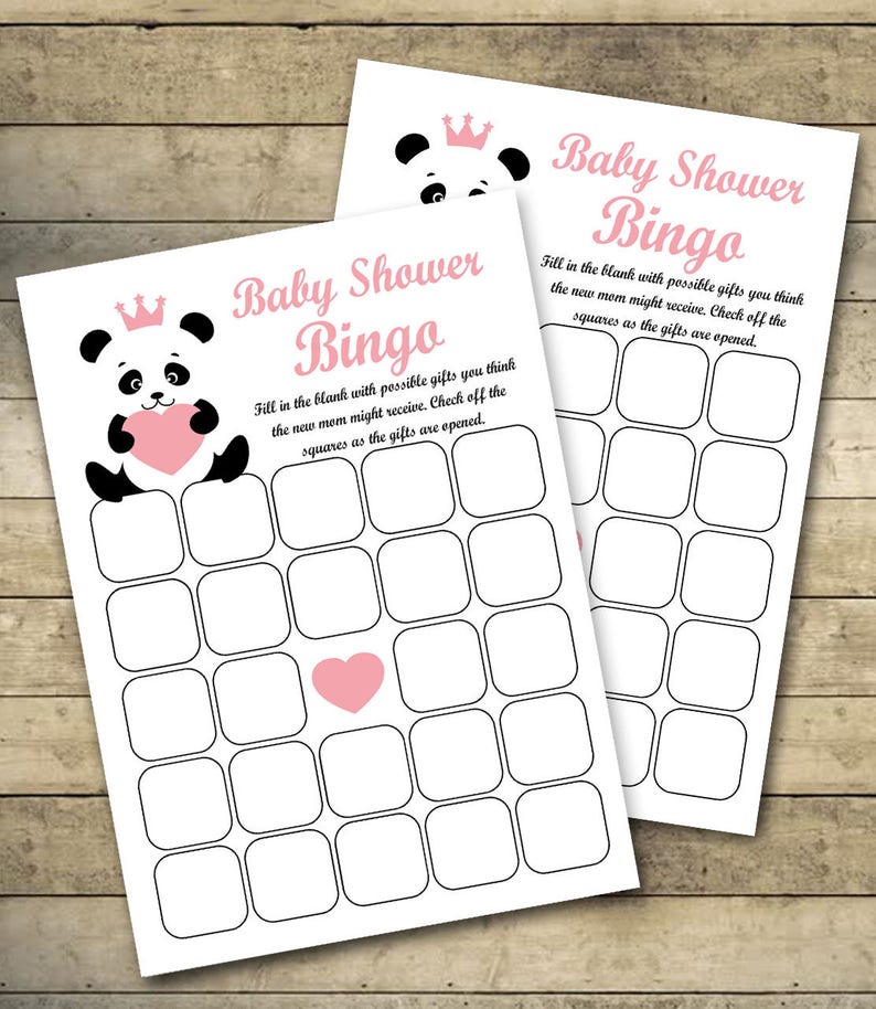 Black and White Panda Baby Shower Bingo Cards-pink Baby Shower Bingo ...