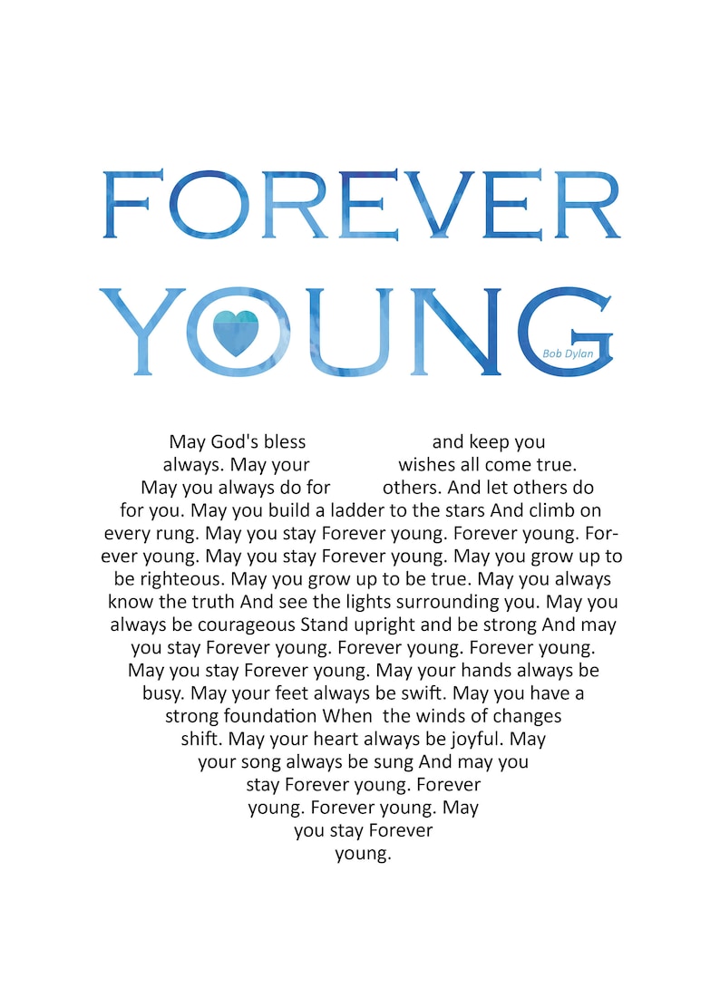 Bob Dylan Forever Young Lyrics, Song Lyric Wall Art, Song Lyrics Print ...