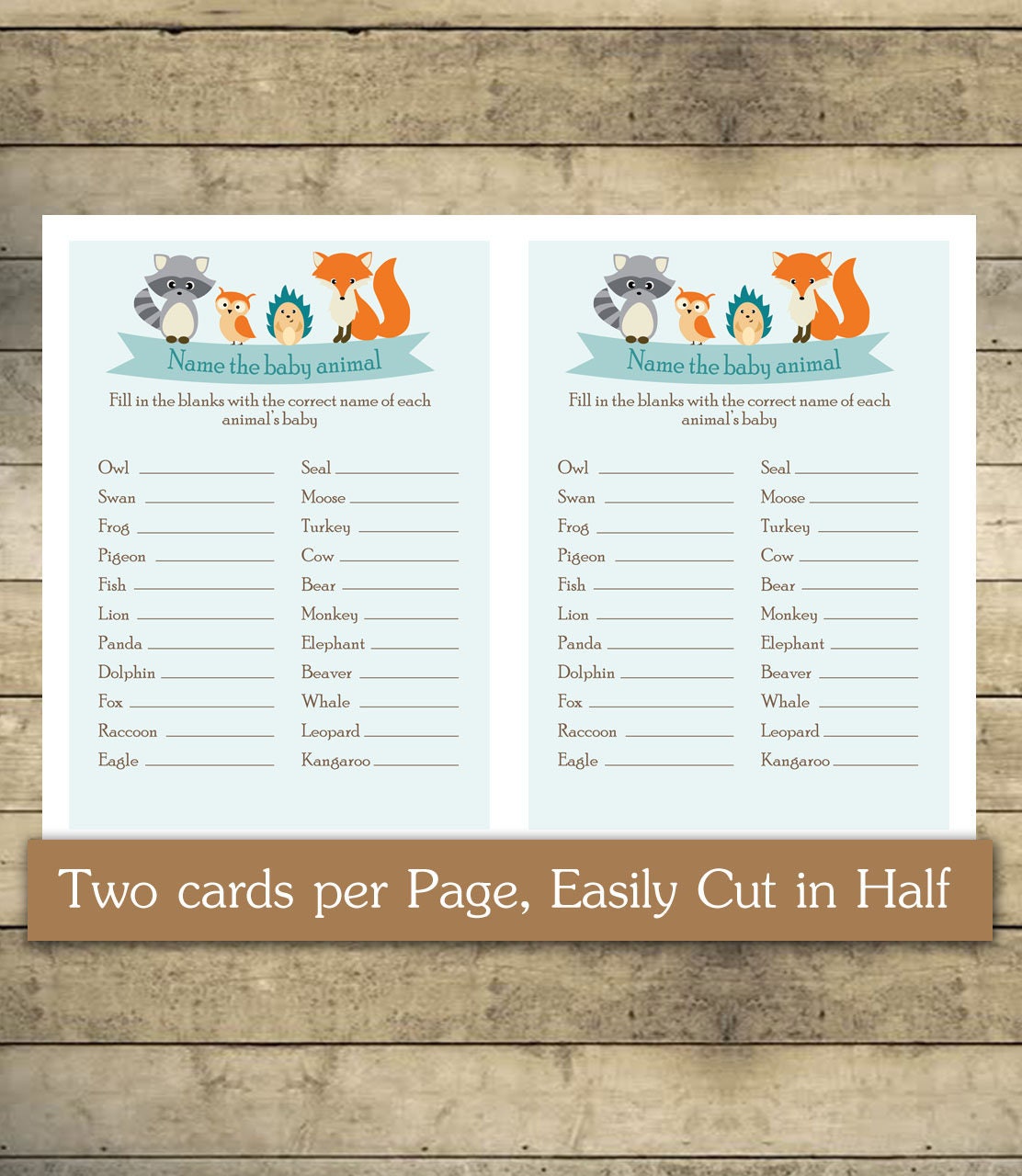 Woodland Name the Baby Animal Baby Shower Games Name the - Etsy