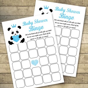 Black and White Panda Baby Shower Bingo Cards-blue Baby Shower Bingo ...