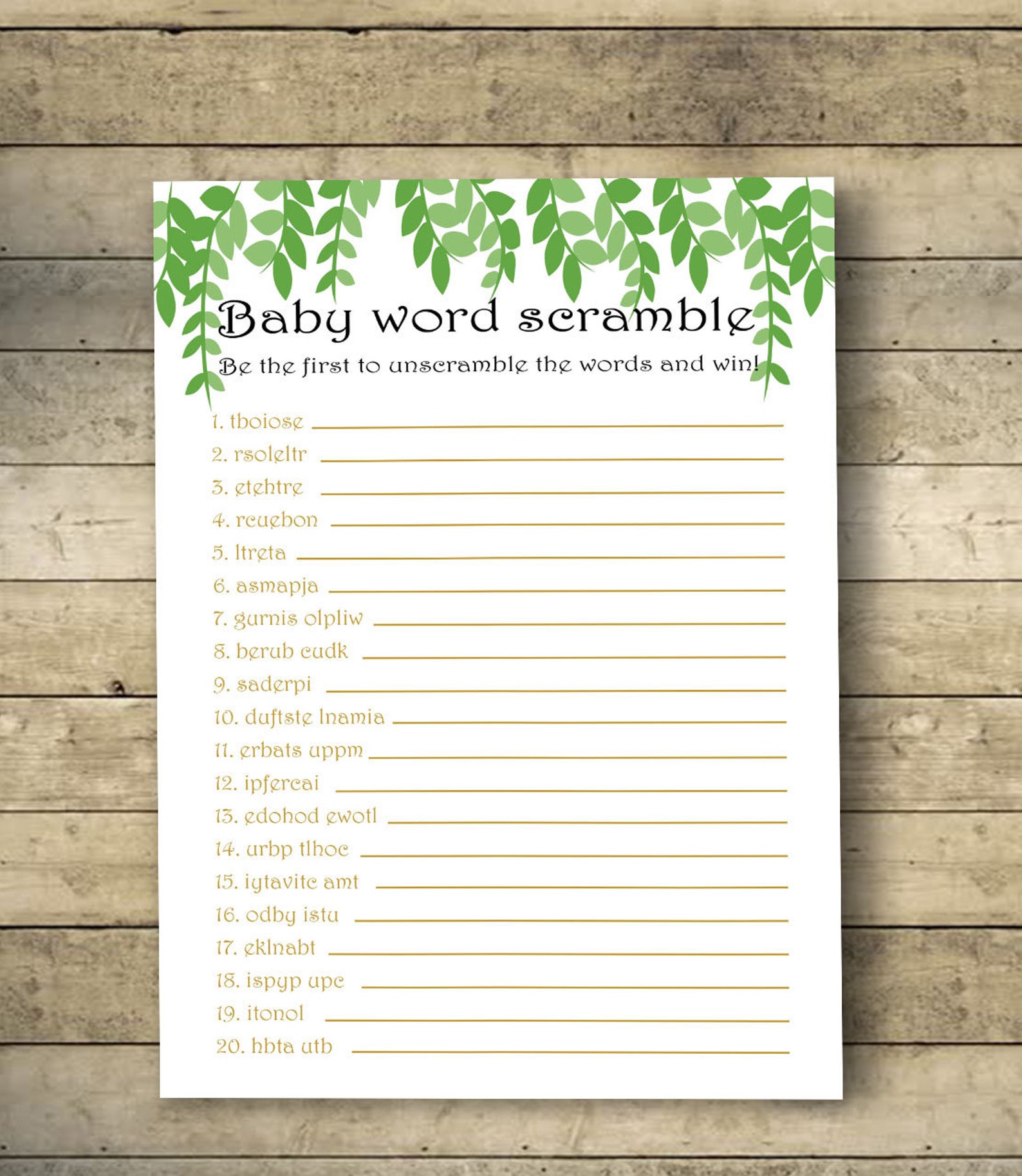 Where the Wild Things Are Baby Word Scramble, Baby Shower Games, Baby ...