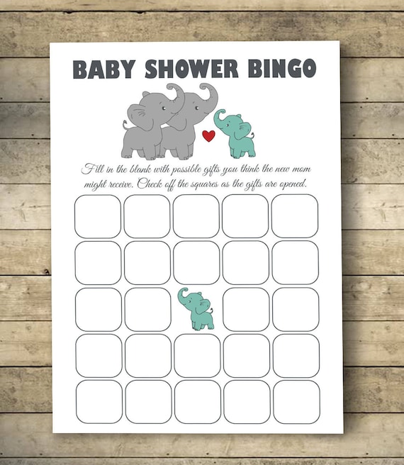 Elephant Baby Shower Bingo Cards Baby Shower Bingo Game | Etsy