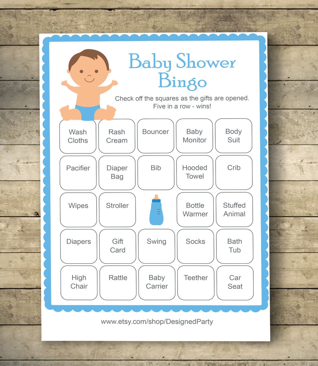 Boy Baby Shower Bingo Cards - Baby Shower Bingo Game - 40 Unique Game ...