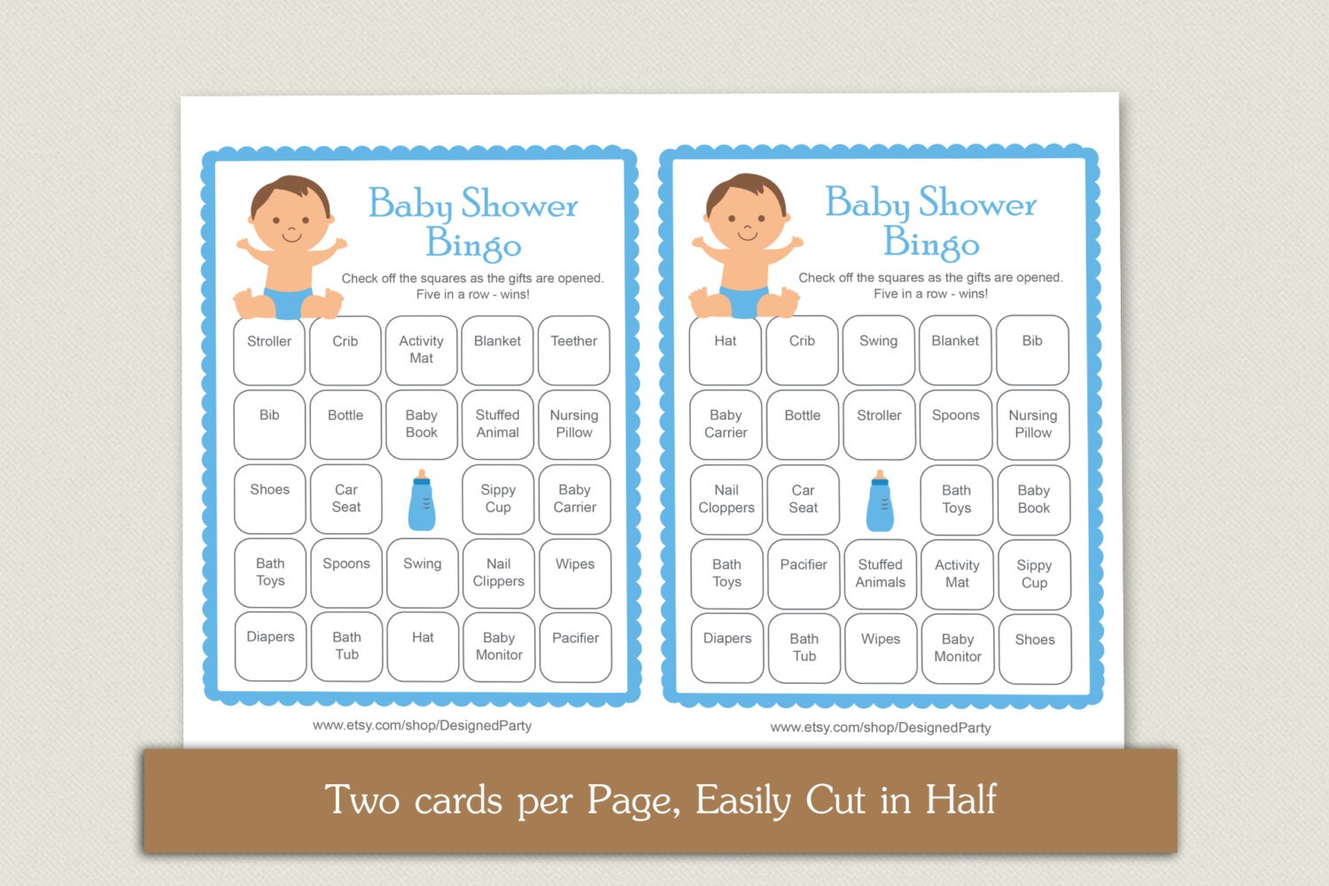Boy Baby Shower Bingo Cards Baby Shower Bingo Game 40 Unique Game Cards ...