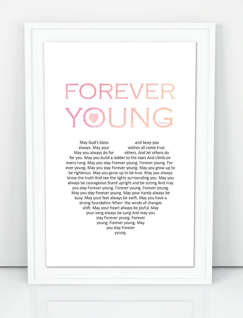 Bob Dylan Forever Young Lyrics, Song Lyric Wall Art, Song Lyrics Print ...