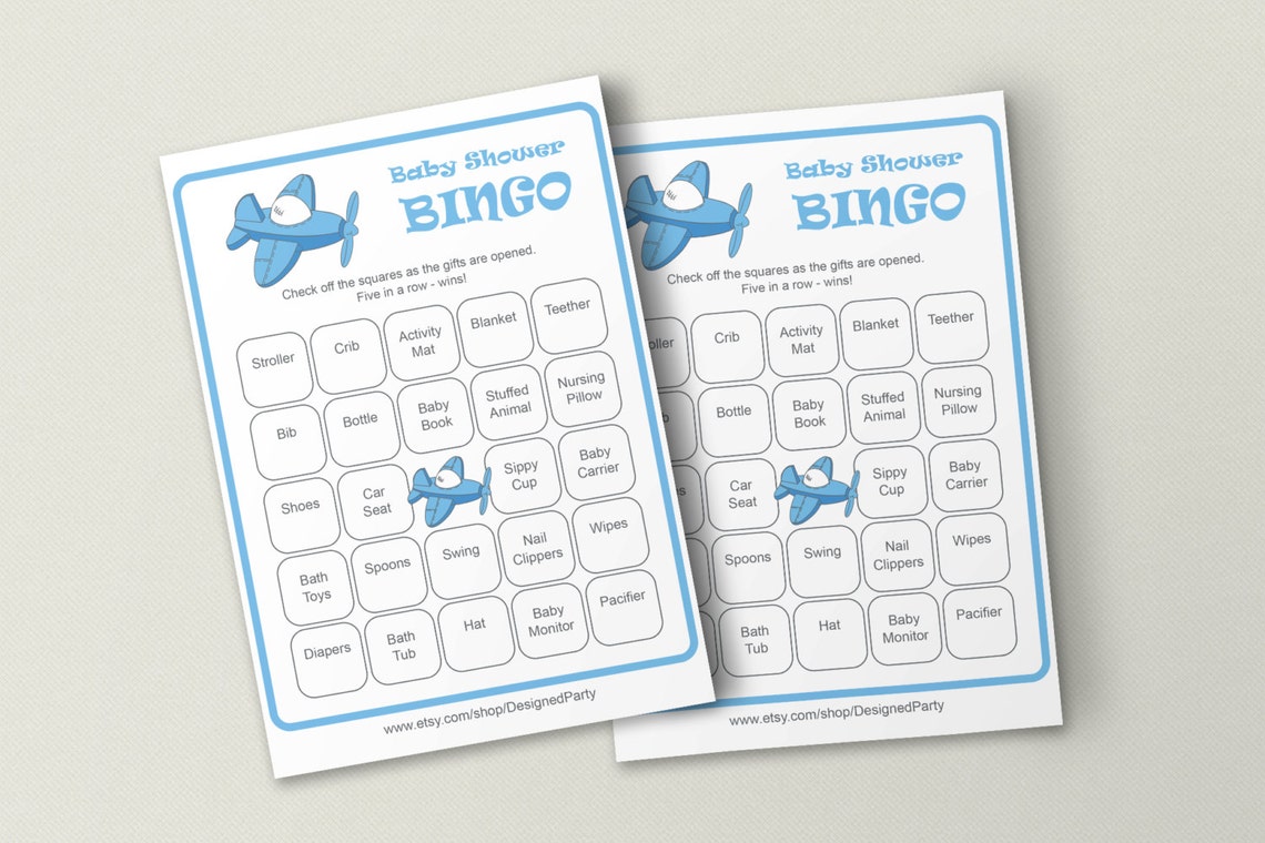 Airplane Baby Shower Bingo Cards Baby Shower Bingo Game 40 - Etsy