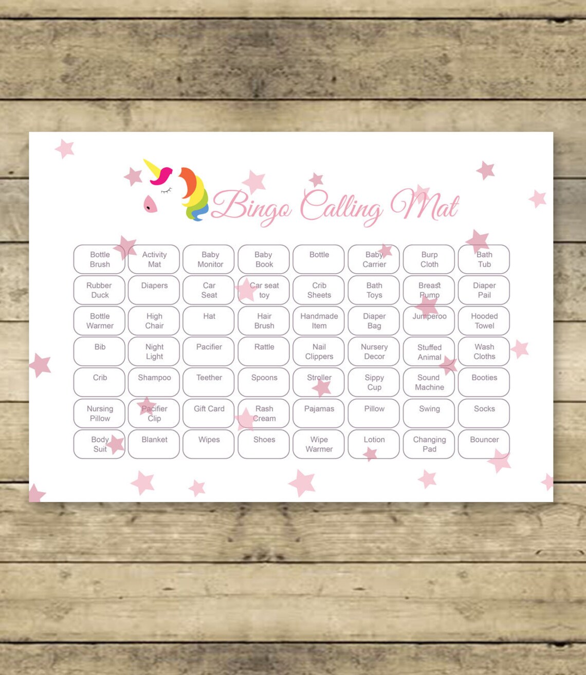 Unicorn Baby Shower Bingo Cards - Unicorn Baby Shower Bingo Game - 40 ...