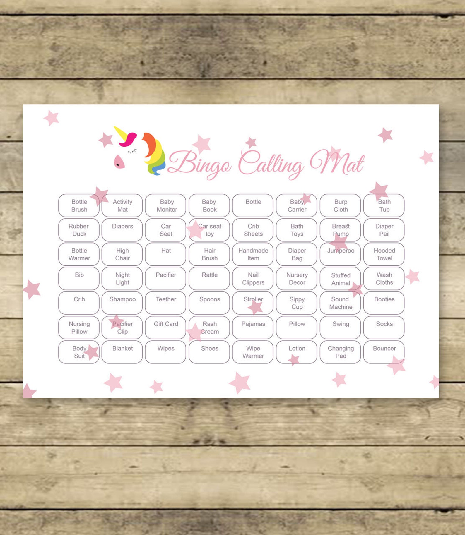 Unicorn Baby Shower Bingo Cards - Unicorn Baby Shower Bingo Game - 40 ...