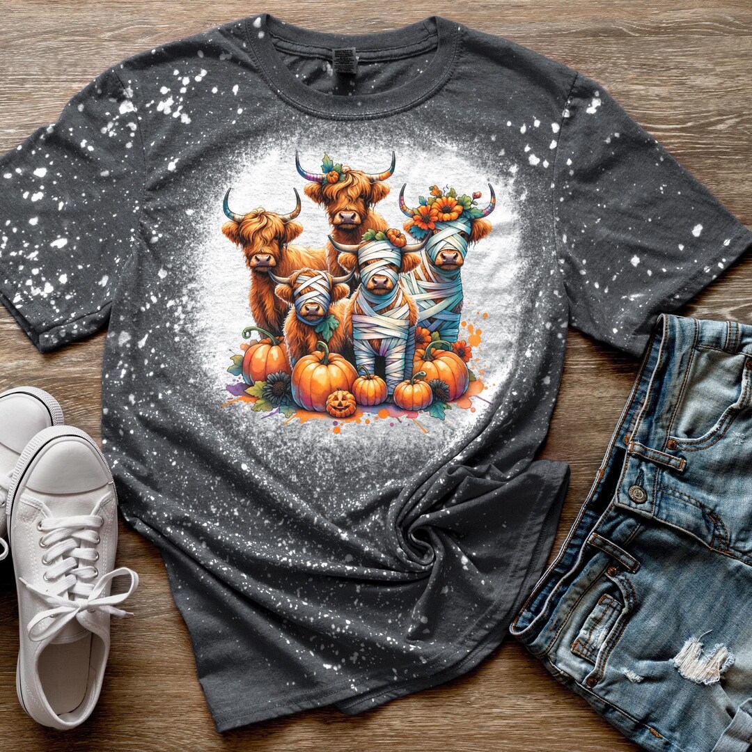 Highlands Cows Mummies Bleached Tee Halloween Cows - Etsy