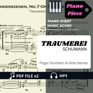 Traumerei - Schumann | Piano Sheet Music Score With Note Names & Finger ...