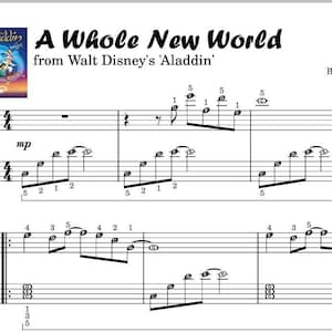 A Whole New World | Piano Sheet Grade 1 + Grade 5 Self Learning Series ...