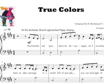 True Colors Music Sheet - Etsy
