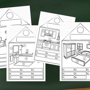 Paper House Crafts Template for Kids Project Teacher Lesson House Rooms ...