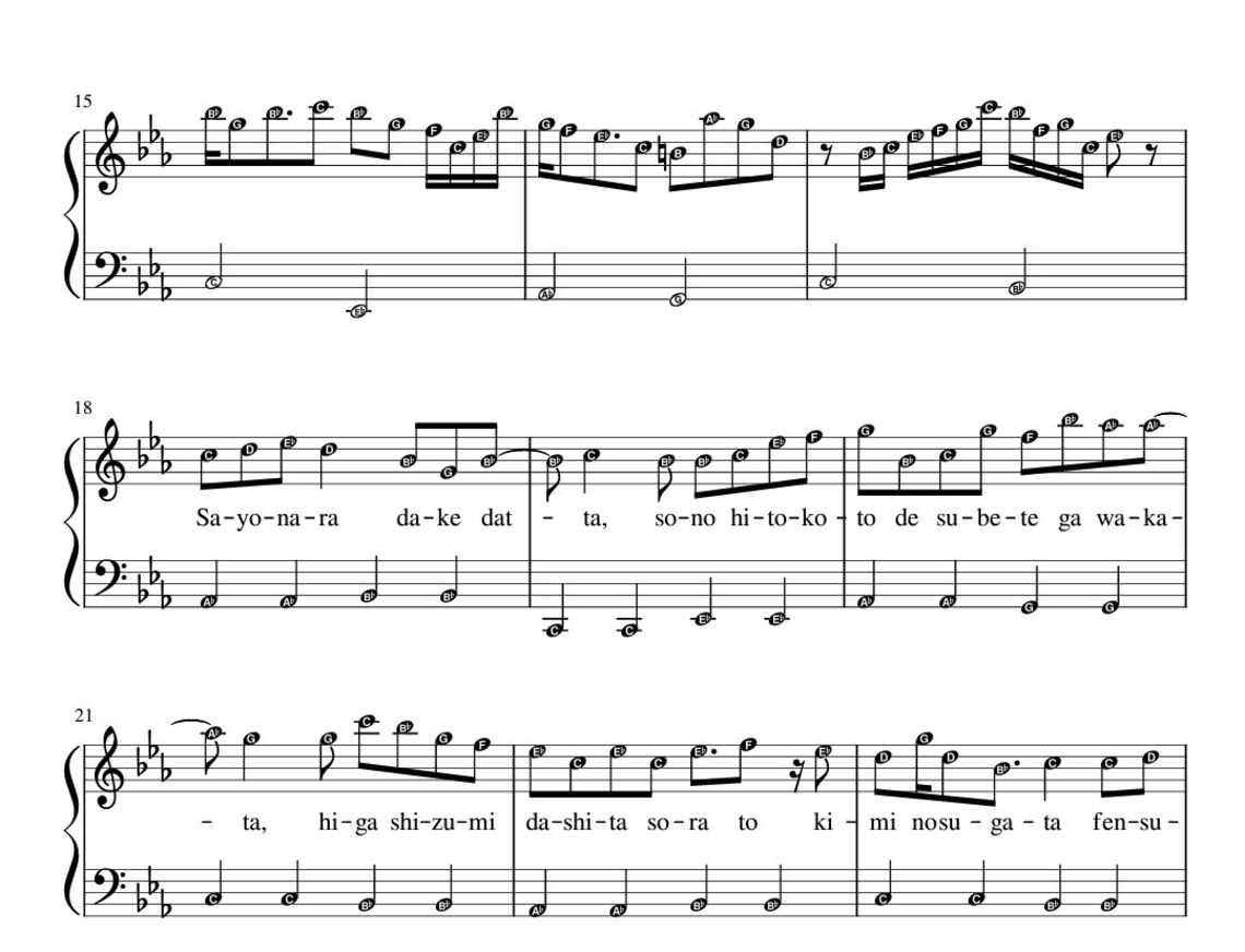 Yoru Ni Kakeru Yoasobi Piano Sheet Music Score Easy With Note Names ...