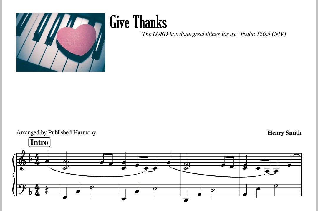 Give Thanks Easy Grade 2 Piano Sheet Music Score Self - Etsy