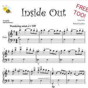 Piano Sheet Music | INSIDE OUT Theme | Easy Piano for Kids - Etsy