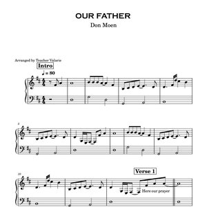 Our Father don Moen Piano Sheet Music With Letter Names | Etsy