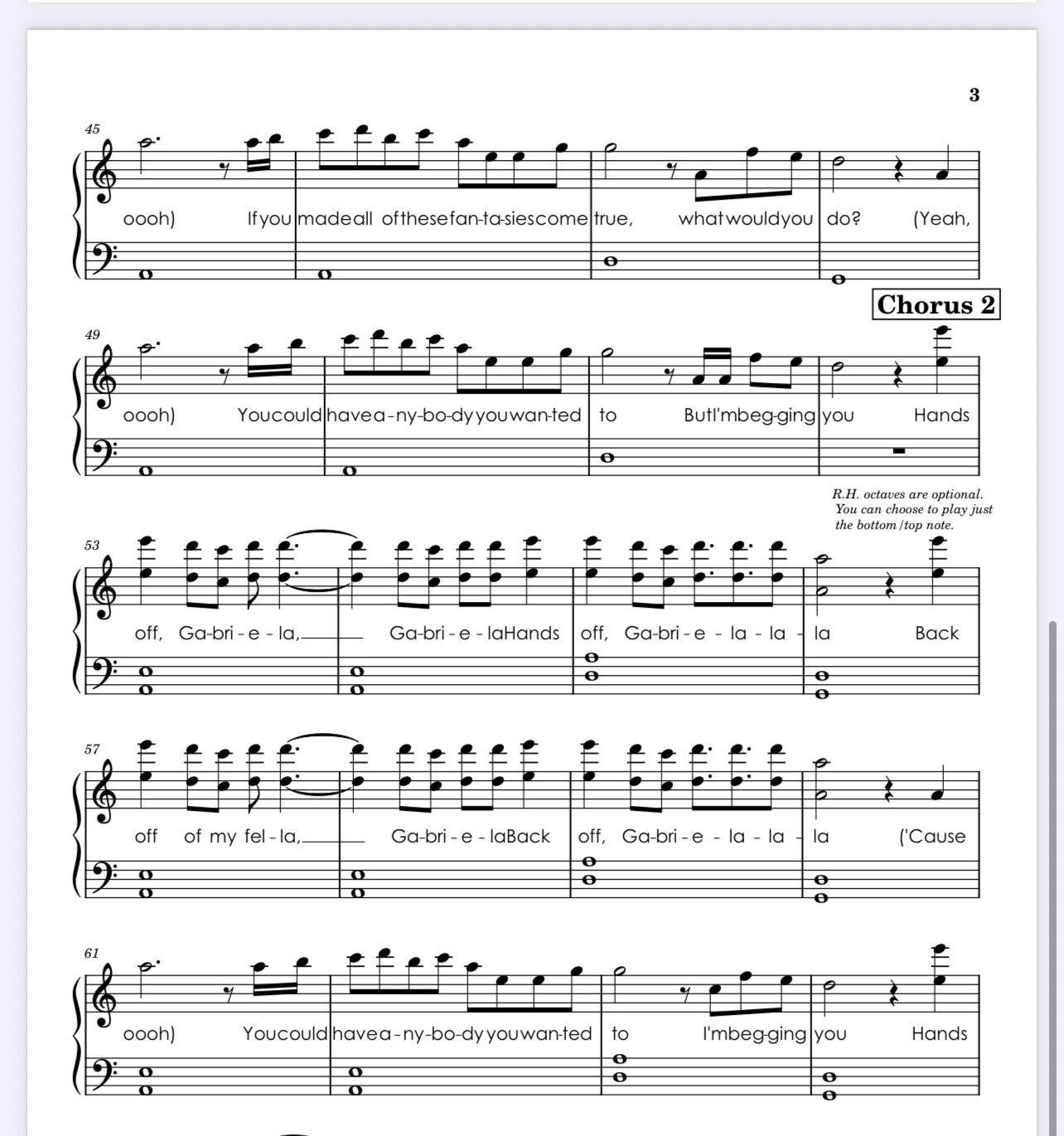 Gabriela_(katseye)~piano Sheet Music Score With Note Names~intermediate ...