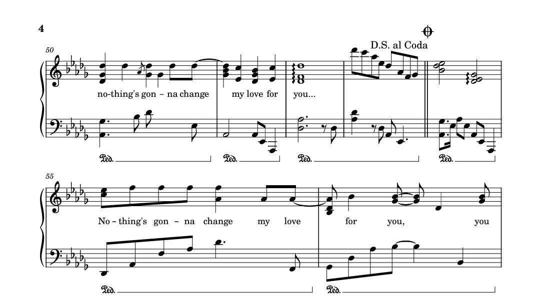 Nothing's Gonna Change My Love for You Piano Sheet Music: Intermediate ...
