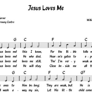 Jesus Loves Me | 3 Types Piano Sheet Music Score With Note Names Bundle ...