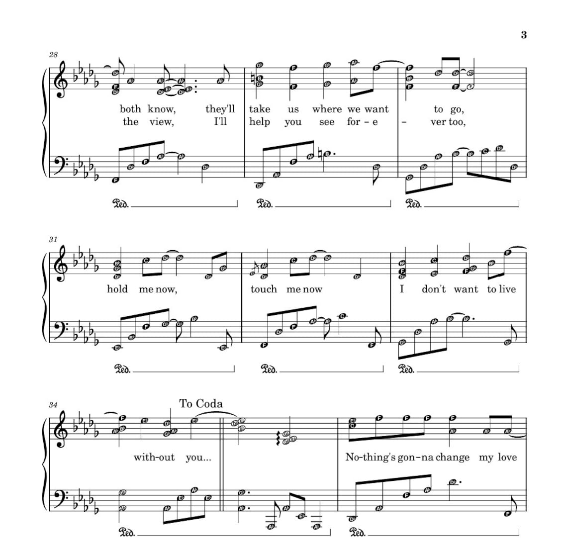 Nothing's Gonna Change My Love for You Piano Sheet Music: Intermediate ...