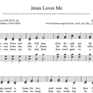 Jesus Loves Me | 3 Types Piano Sheet Music Score With Note Names Bundle ...