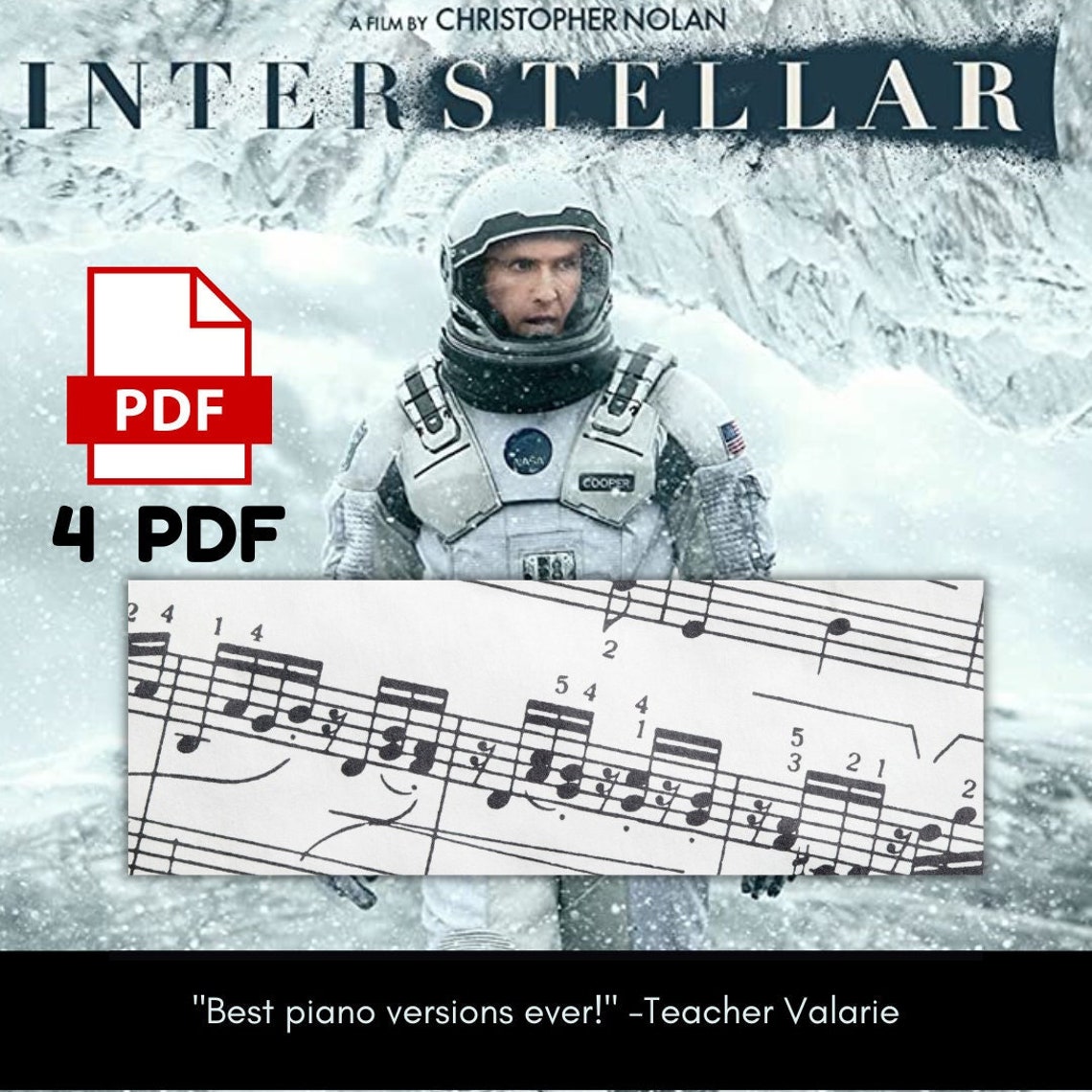 Interstellar - Piano Sheets Pack X 4 Pdfs Cornfield Chase, Interstellar Suite, First Step ...