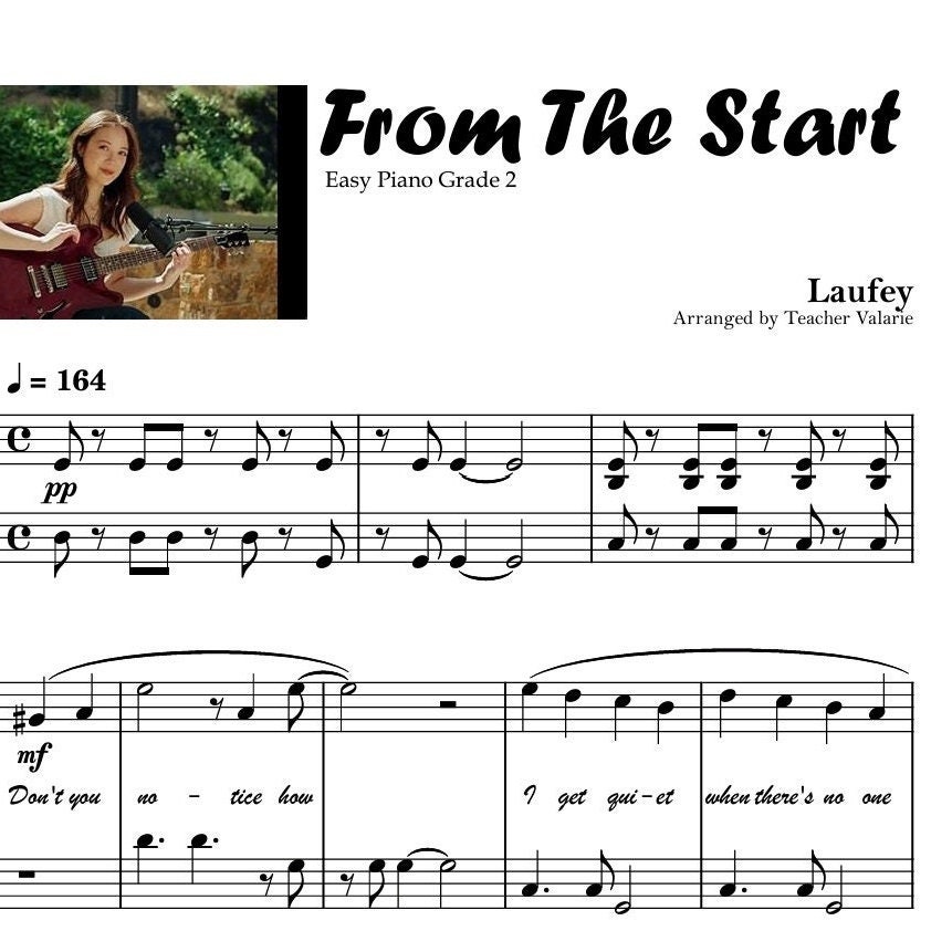 From the Start - for Students | Easy Piano Sheet Music Score With Note ...
