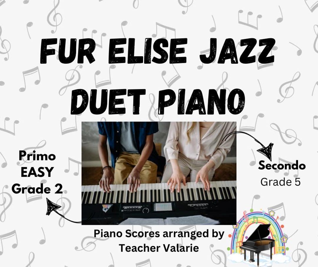 Fur Elise Jazz Piano Duet Sheet Music: Easy-intermediate (PDF Pattern ...