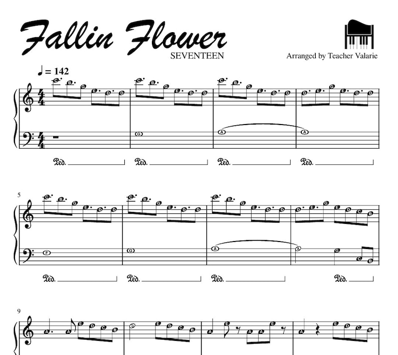 Fallin Flower by Seventeen | Piano Sheet Music Score With Note Names ...