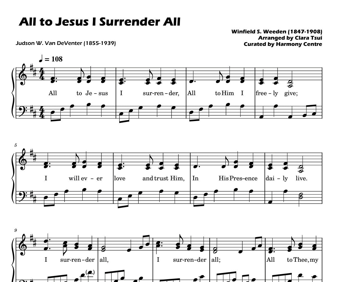 All to Jesus I Surrender All | Piano Sheet Traditional & Modern ...