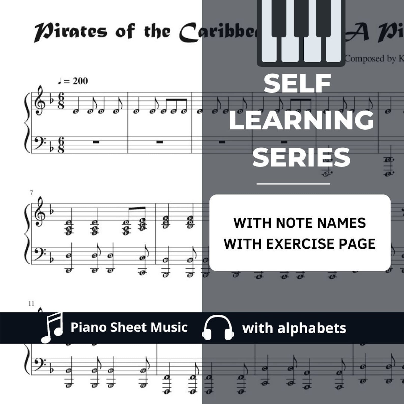 Pirates of the Caribbean: He's A Pirate - Piano Sheet Music Score With ...