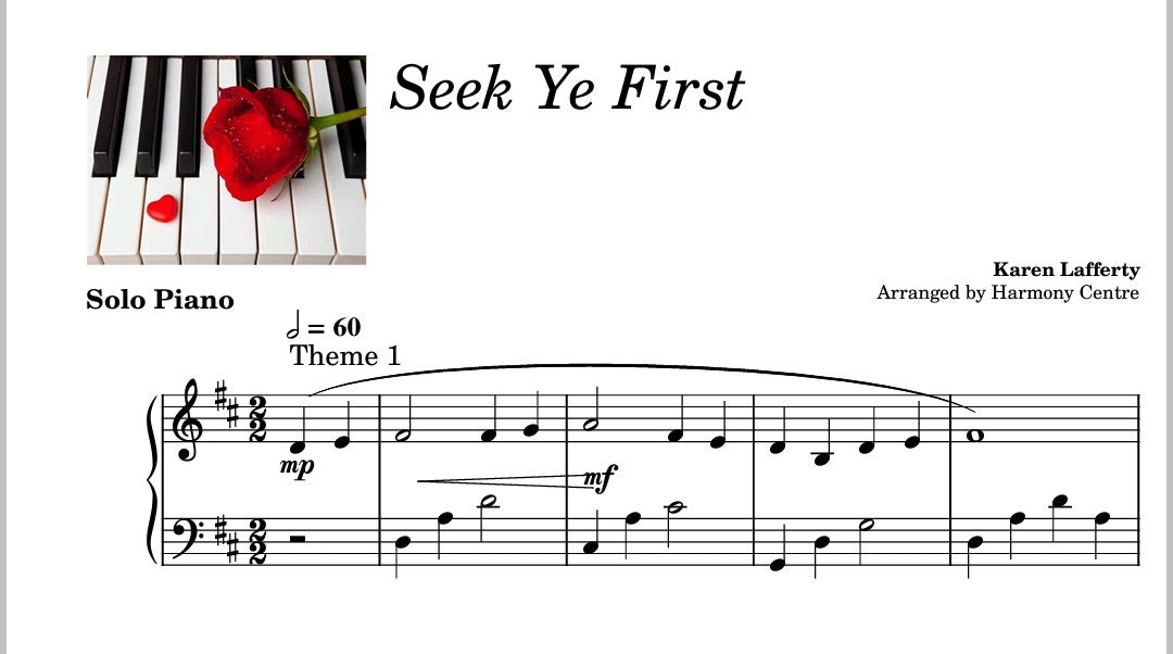 Seek Ye First | Piano Choir Chords SATB Music Sheets With Note Names - Etsy