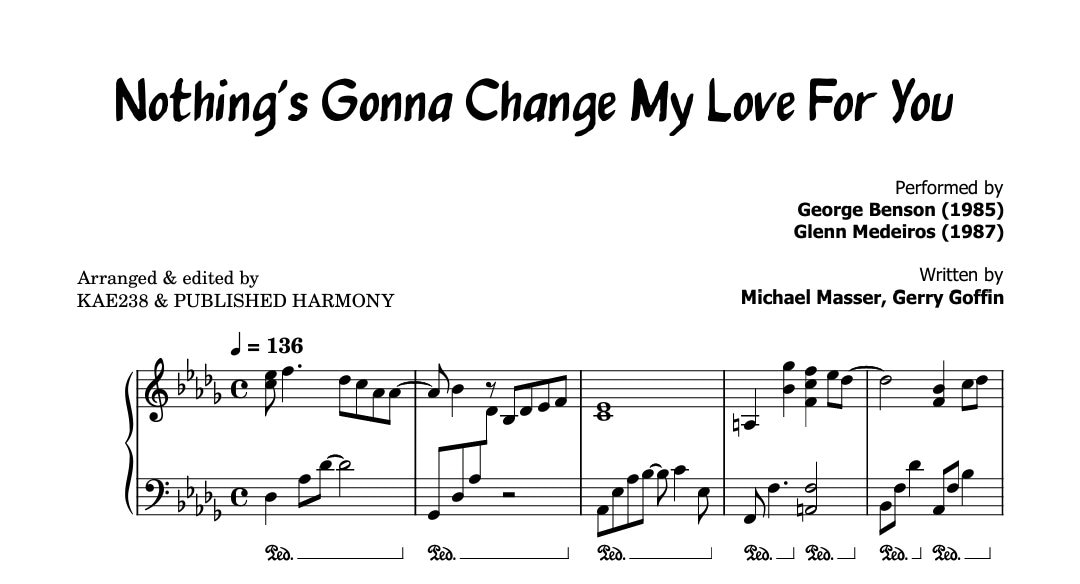 Nothing's Gonna Change My Love for You Piano Sheet Music: Intermediate ...