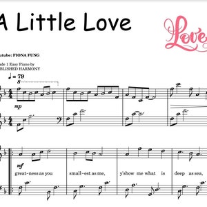 A Little Love - Fiona Fung | Piano Sheet Music Score Grade 1 Easy Piano ...