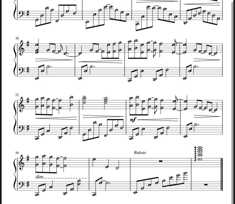 Sadness and Sorrow Piano Sheet Music Score With Alphabets ABC Anime ...