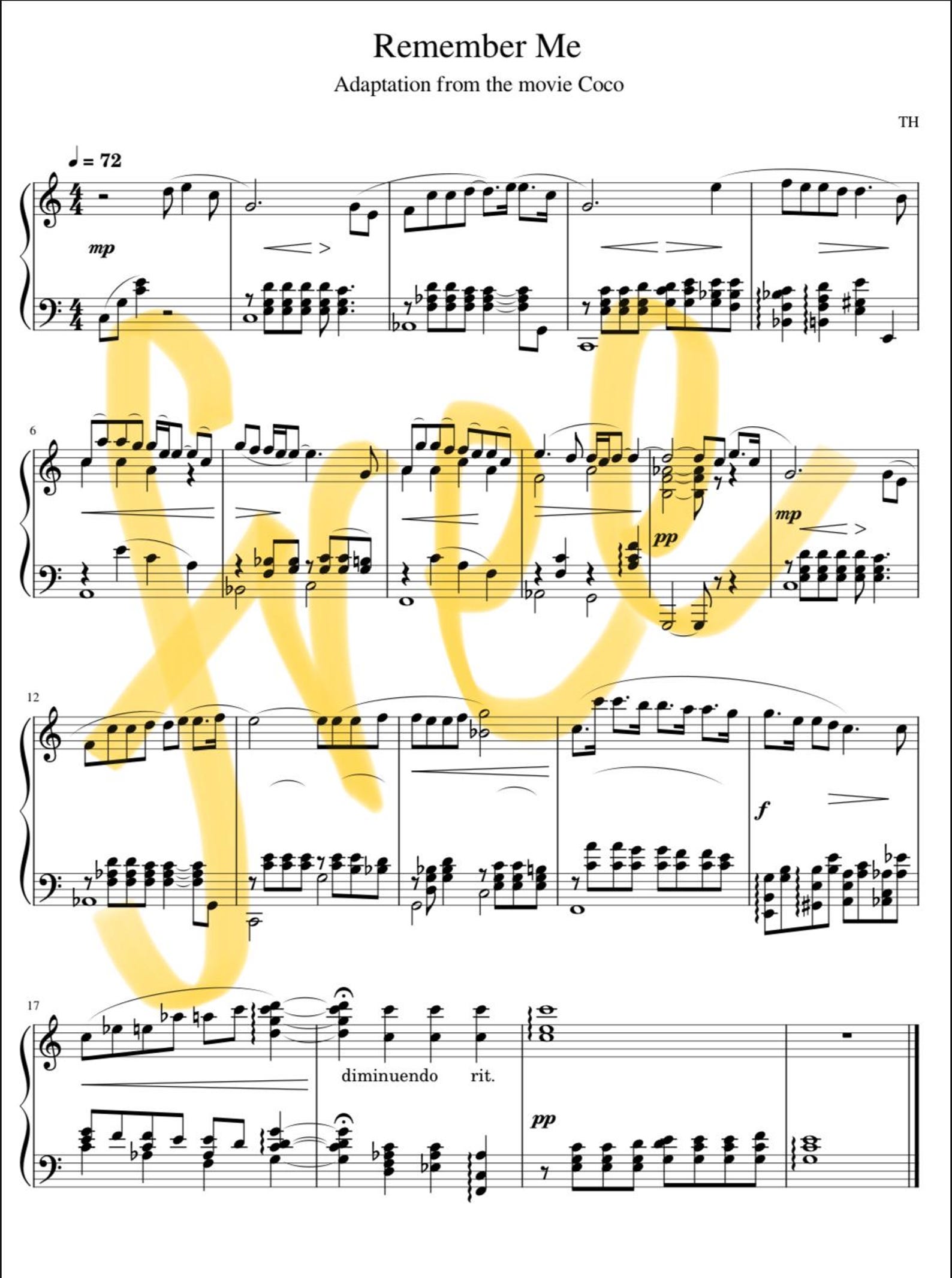 Remember. Me. COCO. | Piano PDF Beginner + Grade 3 + Free Bundle - Etsy