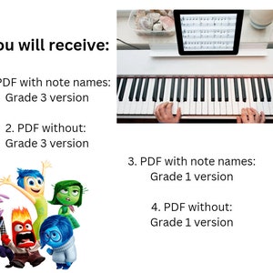 Piano Sheet Music | INSIDE OUT Theme | Easy Piano for Kids - Etsy