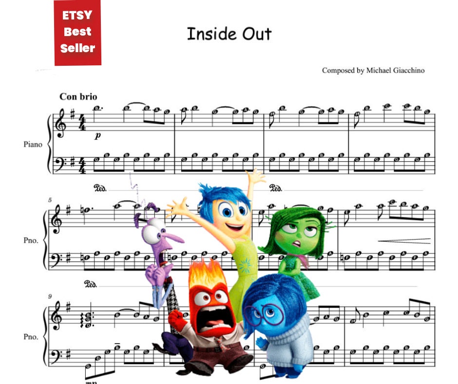 Piano Sheet Music | INSIDE OUT Theme | Easy Piano for Kids - Etsy