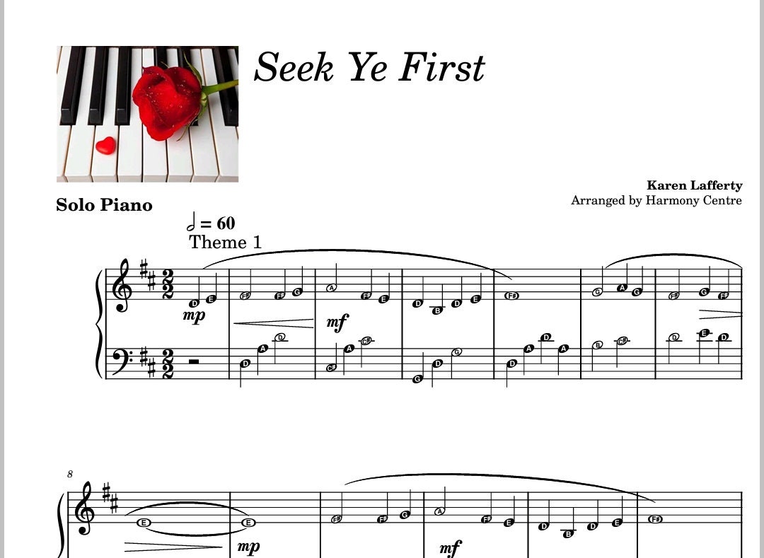 Seek Ye First | Piano Choir Chords SATB Music Sheets With Note Names - Etsy