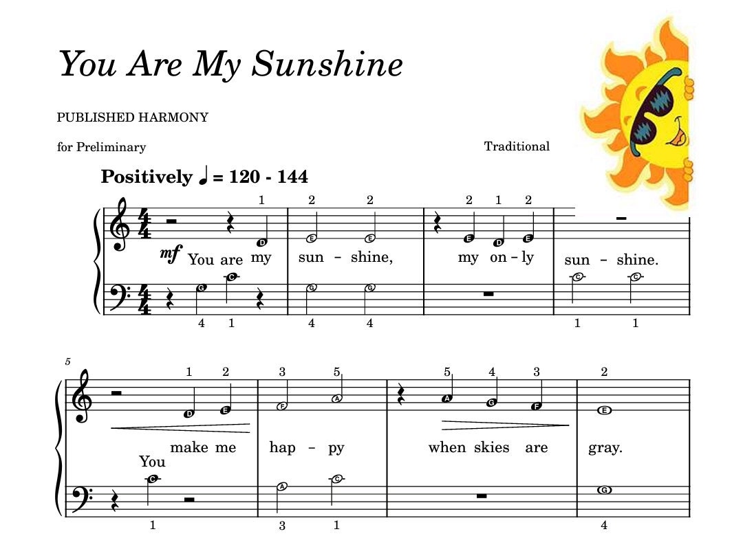 You Are My Sunshine: Beginner Piano Sheet Music - Etsy