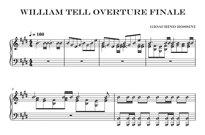 William Tell Overture Finale | Self Learning Series Piano Sheet Music ...