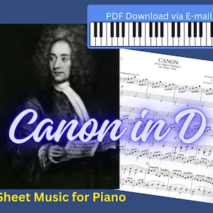 Canon in D Piano Sheet Music by Pachelbel (PDF) - Etsy